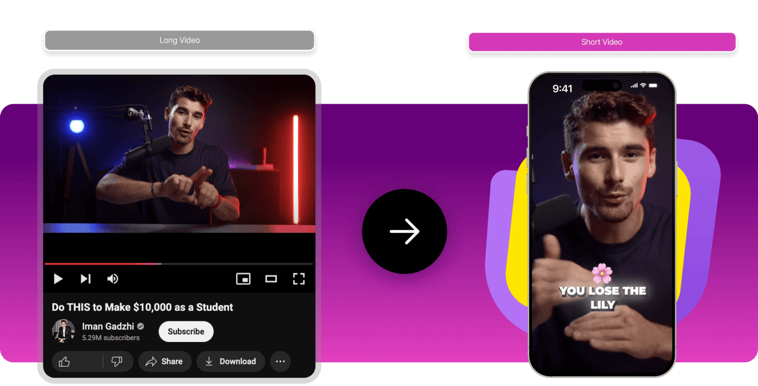 Convert Long Video to Short Video (Online, Free AI)